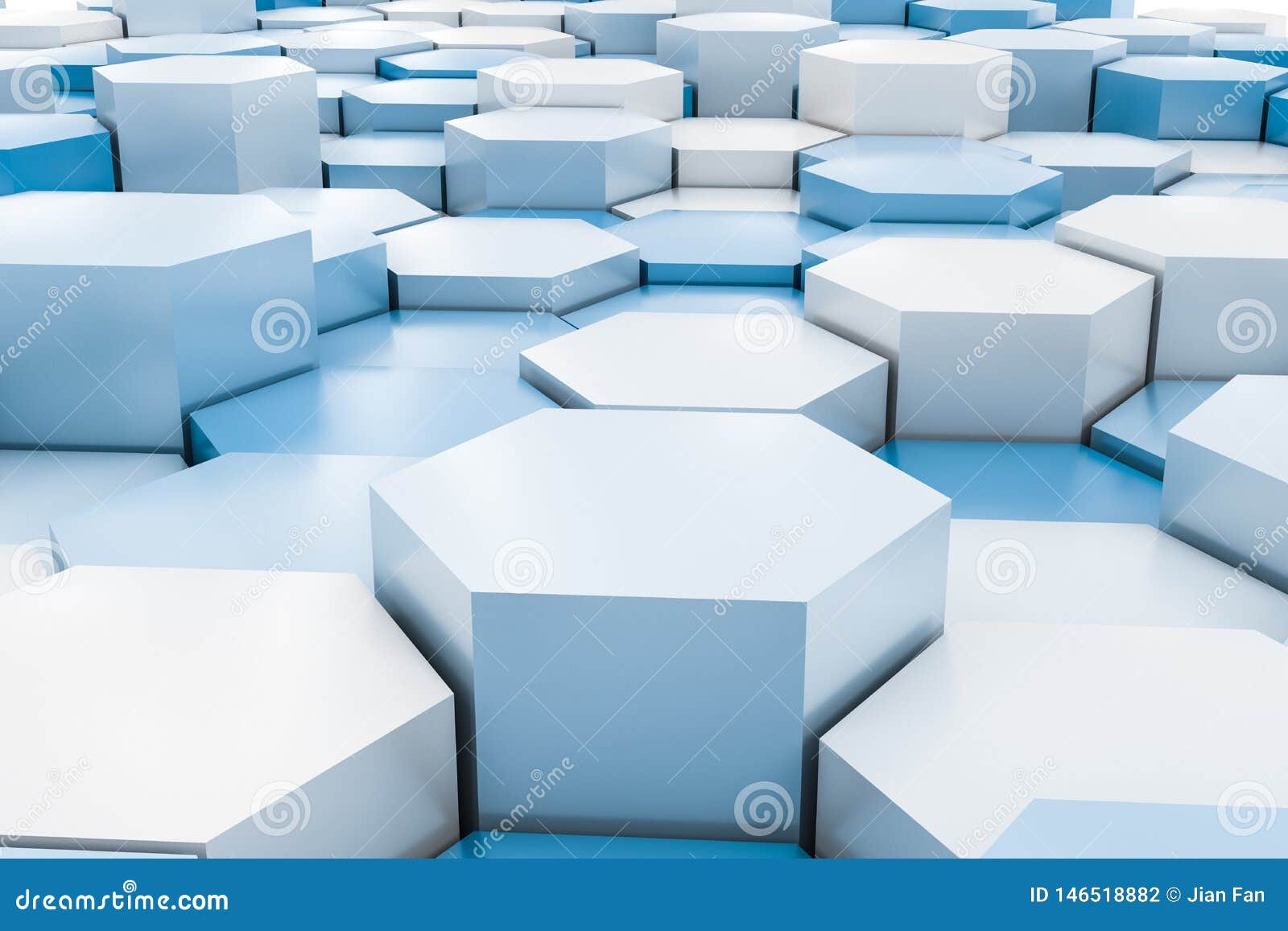 3d Rendering, White Hexagon Cubes Stock Illustration - Illustration of ...