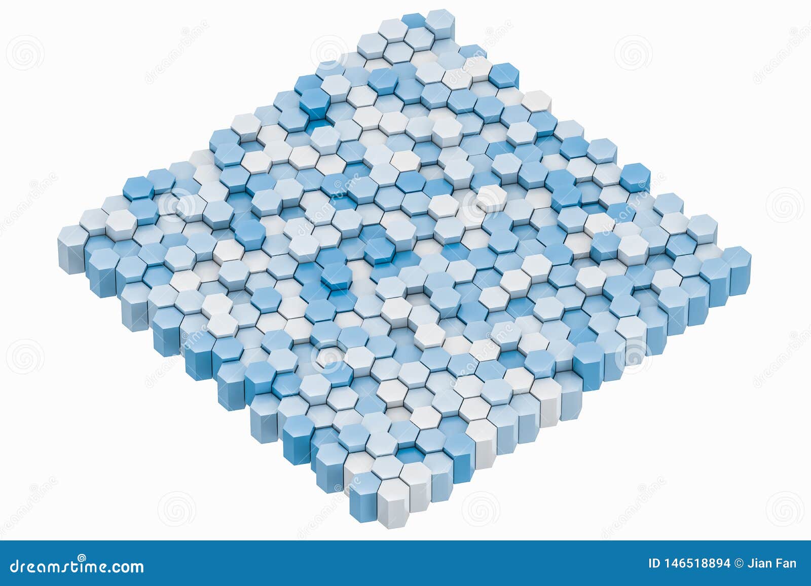 3d Rendering, White Hexagon Cubes Stock Illustration - Illustration of ...