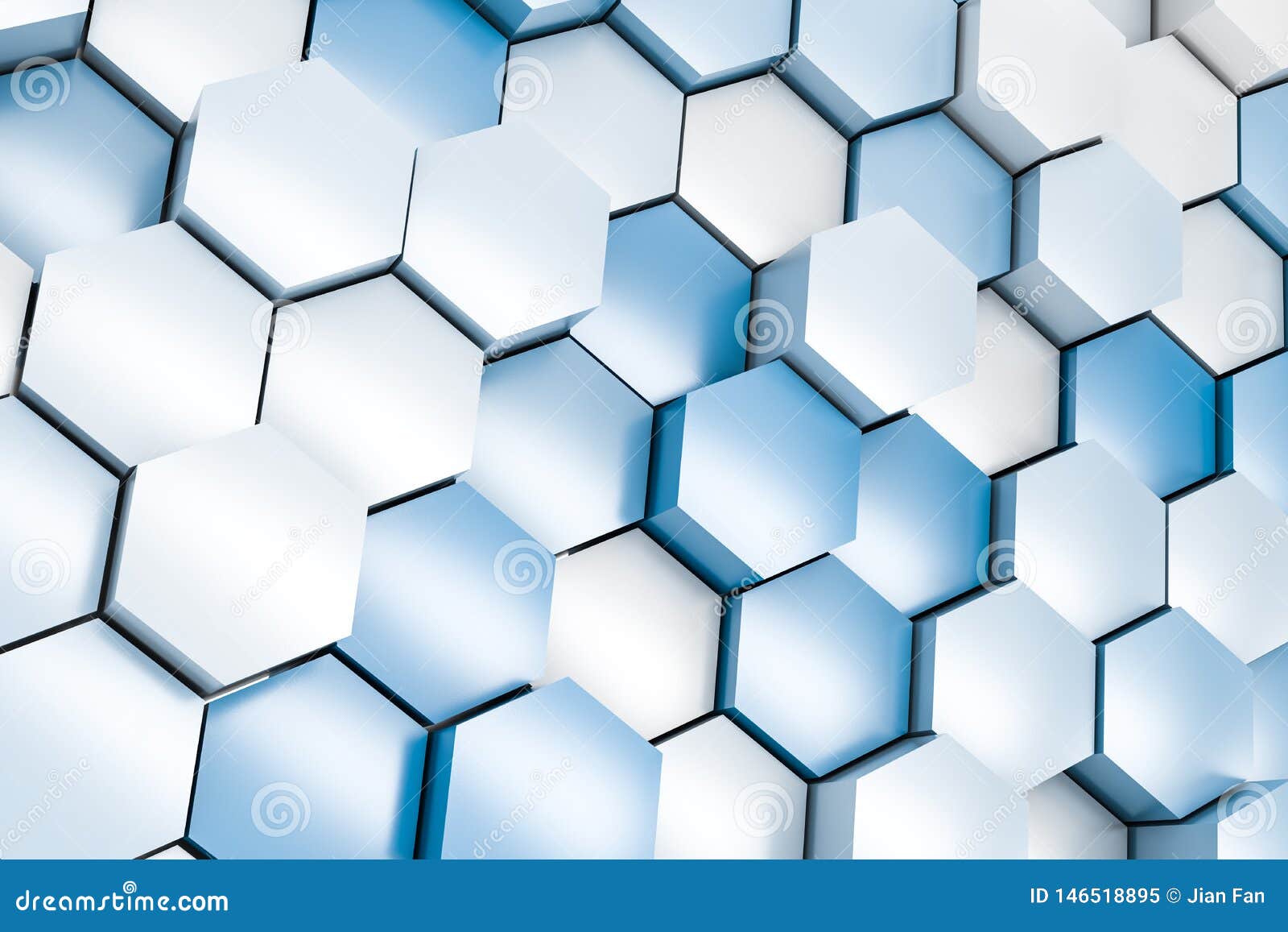 3d Rendering, White Hexagon Cubes Stock Illustration - Illustration of ...