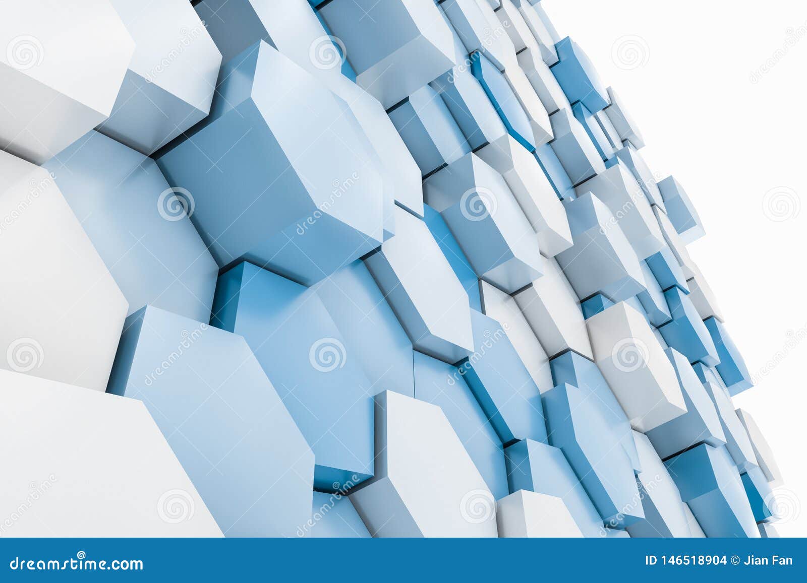 3d Rendering, White Hexagon Cubes Stock Illustration - Illustration of ...
