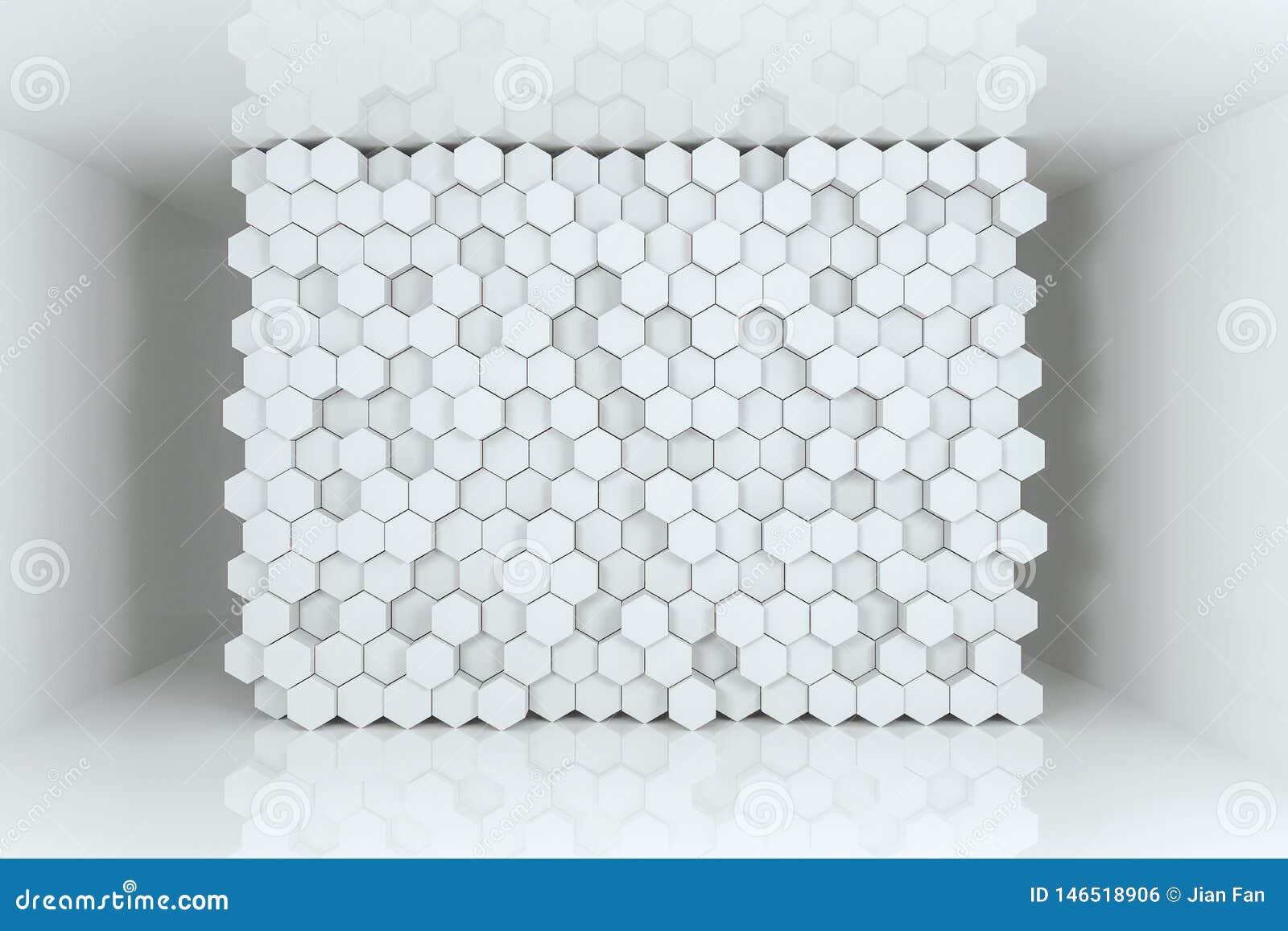 3d Rendering, White Hexagon Cubes Stock Illustration - Illustration of ...
