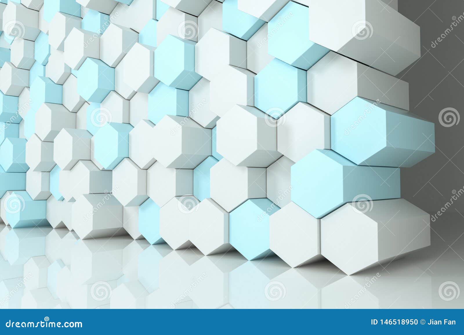 3d Rendering, White Hexagon Cubes Stock Illustration - Illustration of ...
