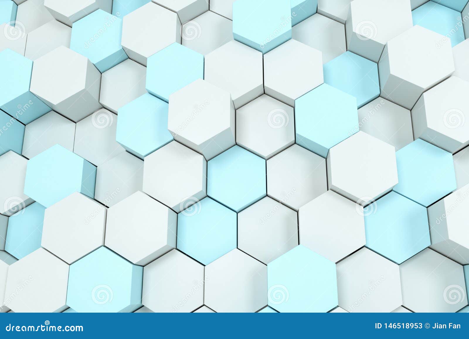 3d Rendering, White Hexagon Cubes Stock Illustration - Illustration of ...