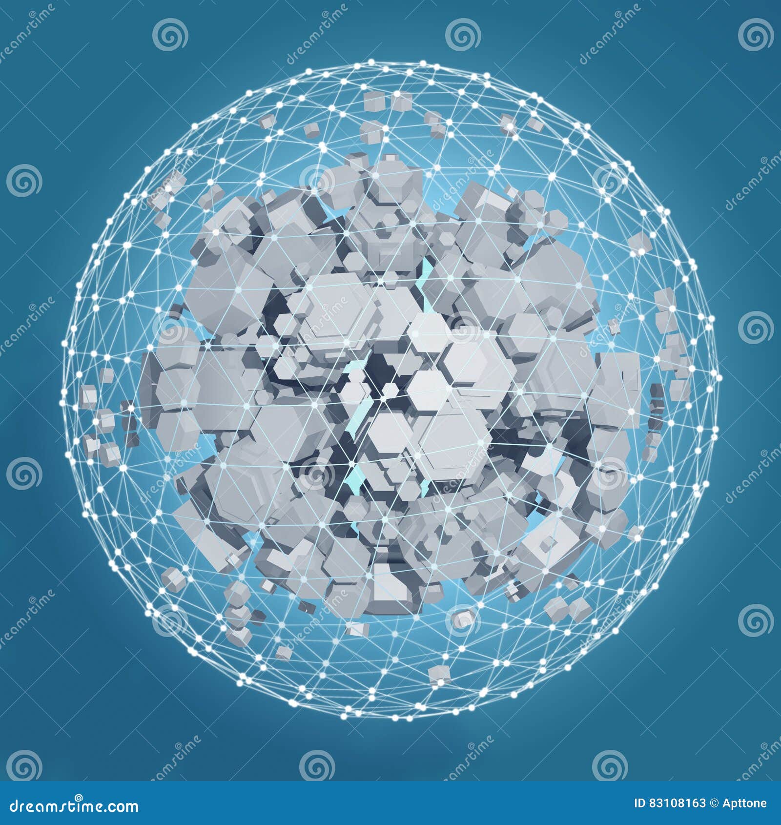 3d Rendering. Hexagonal Relation Structure Mesh Pattern Wall Design ...