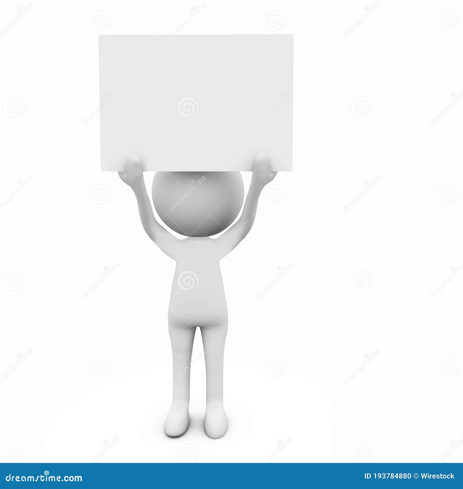 3D Rendering of a White Human Figure Holding a Blank Board Isolated on ...