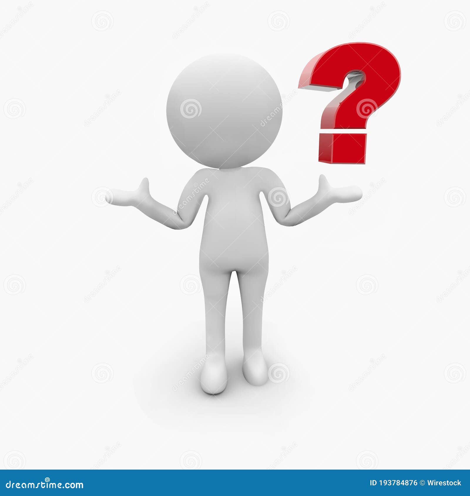 3D Rendering of a White Human Figure with a Red Question Mark on His ...
