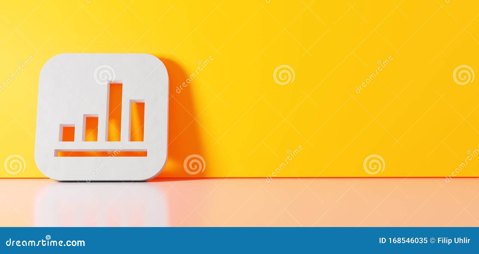 3D Rendering of White Icon of Financial App Icon Leaning on Color Wall ...