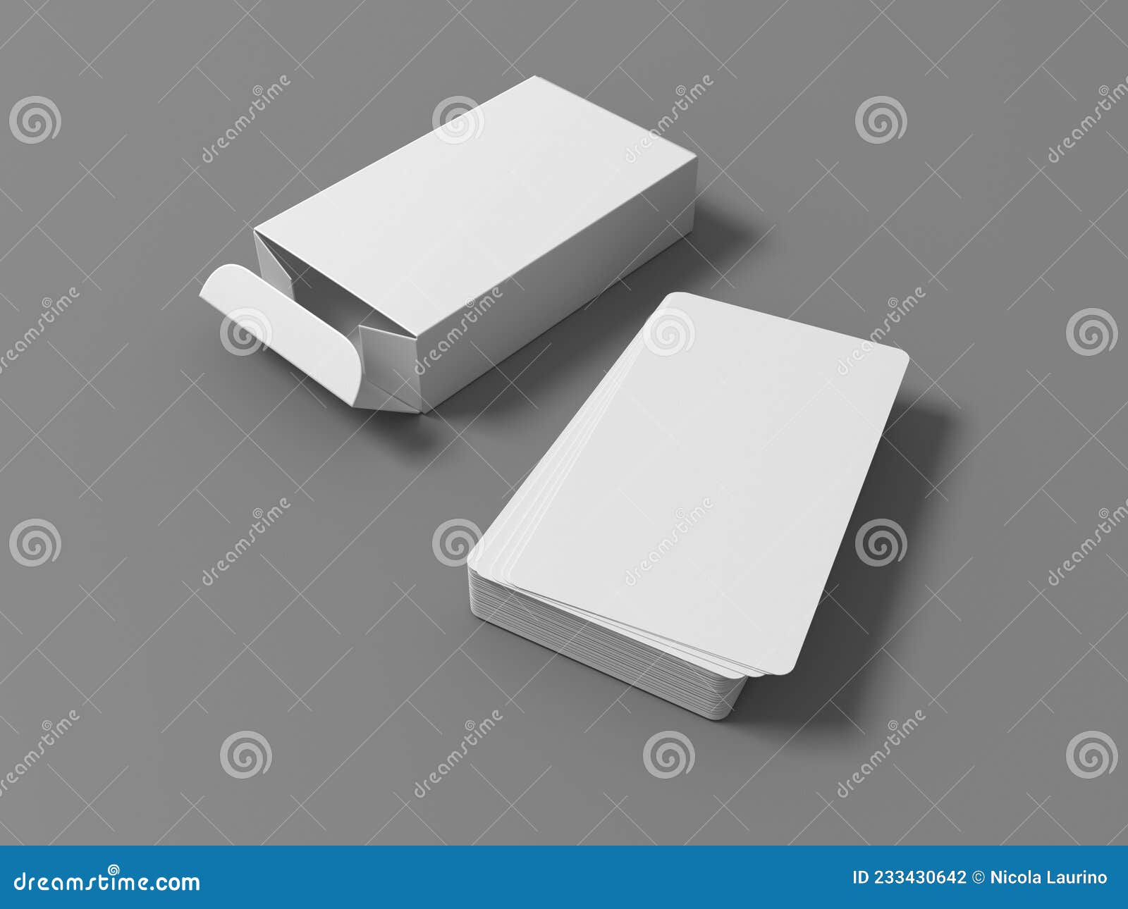 3d Rendering of a White Deck of Cards with Packaging on Grey Background ...