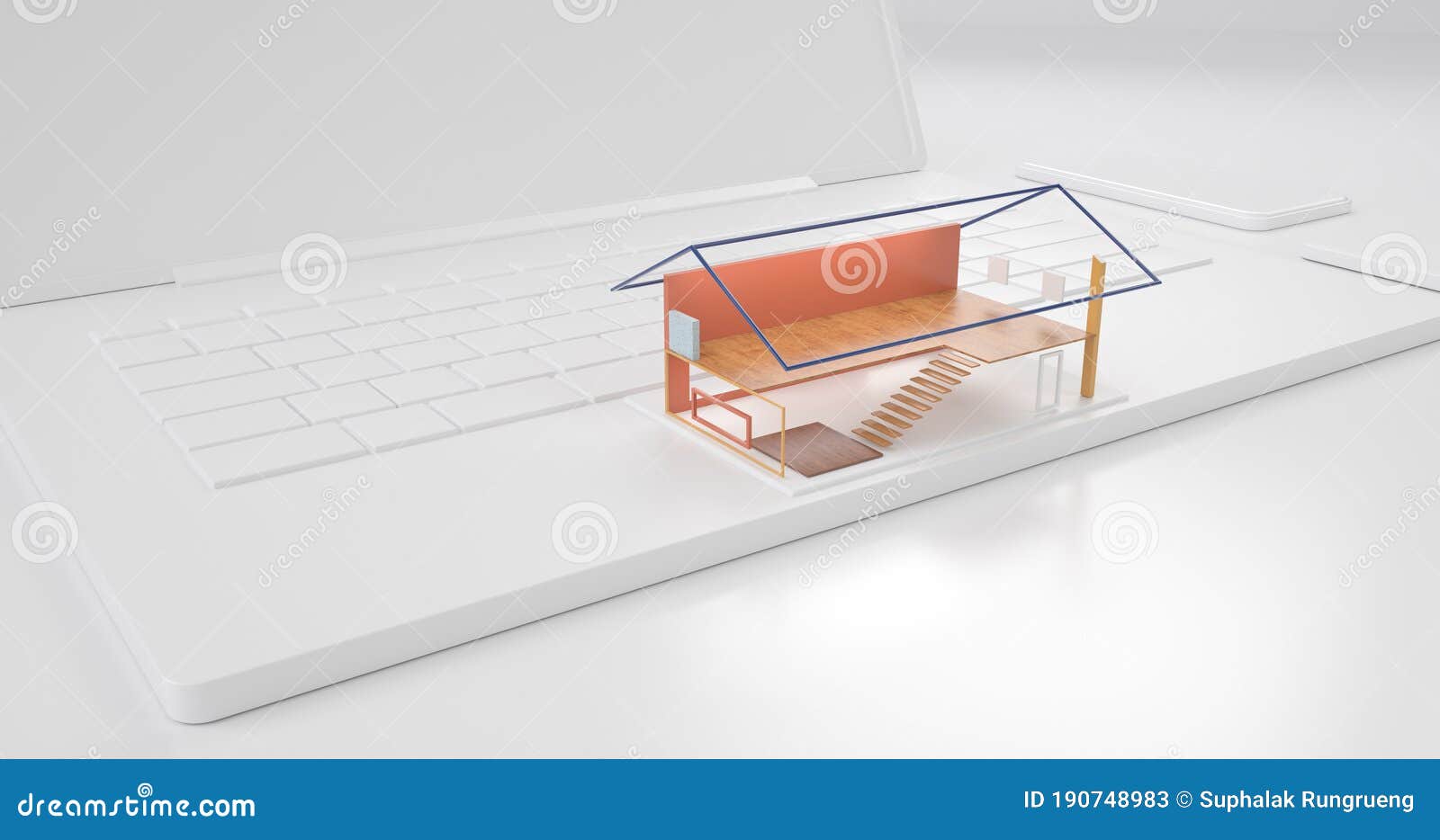 Structure Of Laptop Computer Showing Spare Parts. 3D Illustration ...