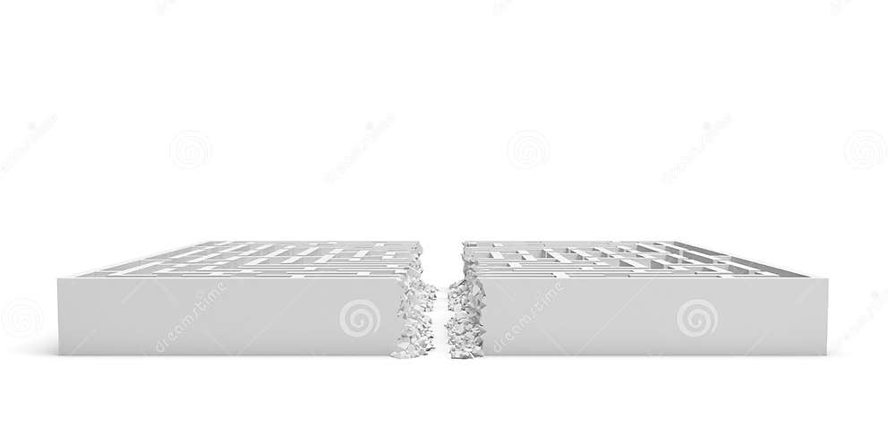 3d Rendering of a White Maze in Front Bottom View Cut in Straight Line ...