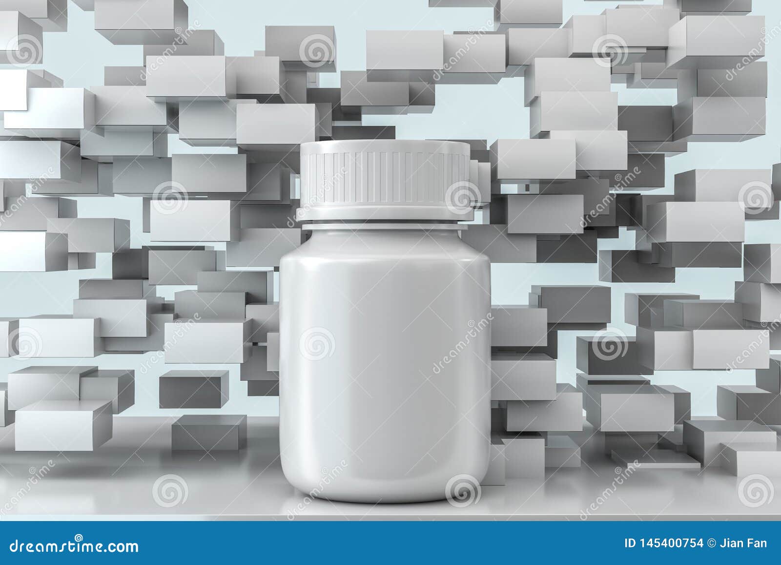 3d Rendering, White Medicine Bottle with Package Boxes Stock ...