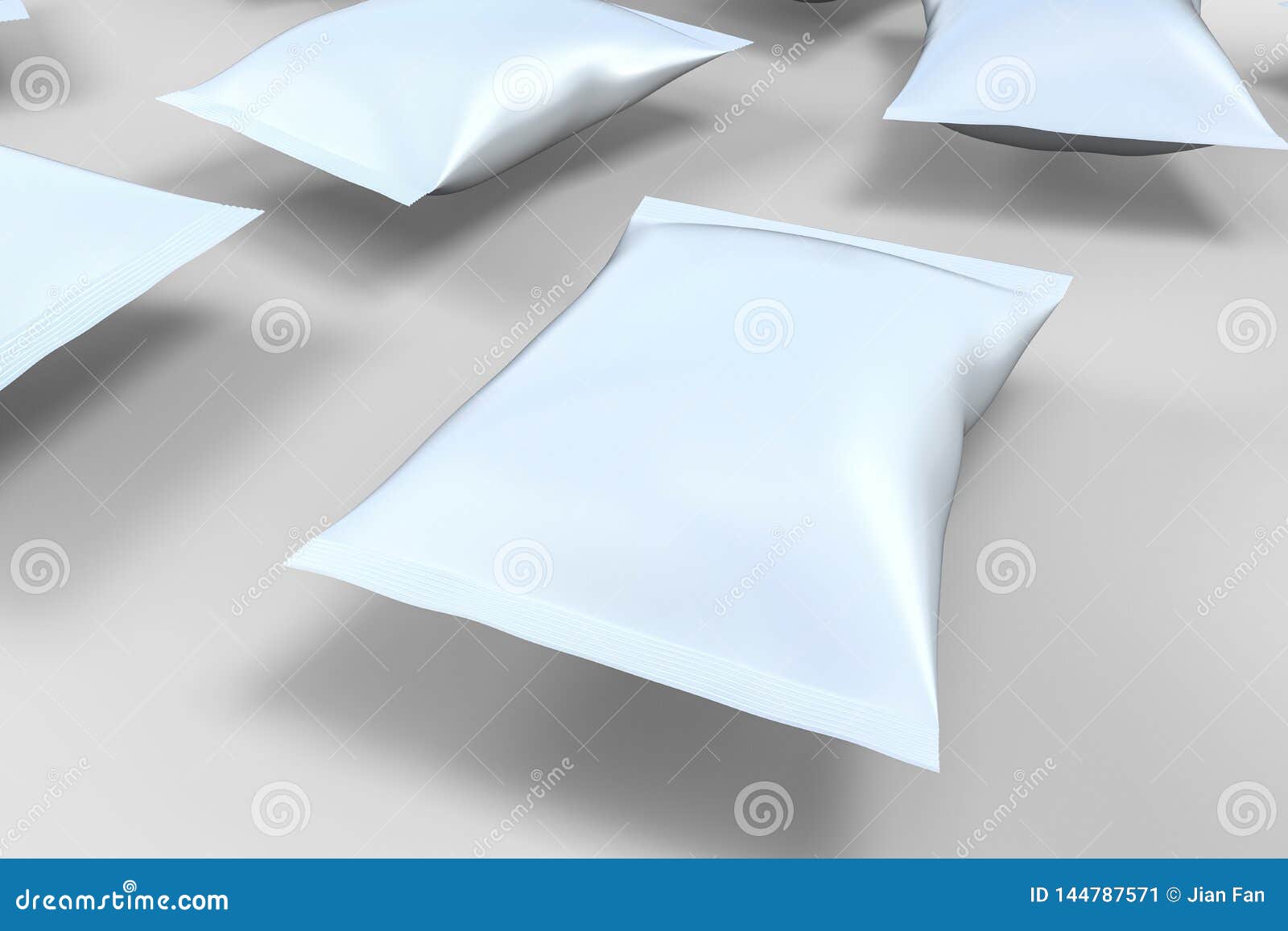 3d Rendering, White Packing Bags with White Background Stock Image ...