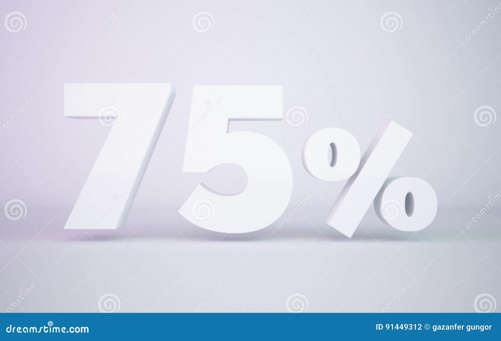 3D Rendering White 75 Percentage Isolated White Background Stock ...