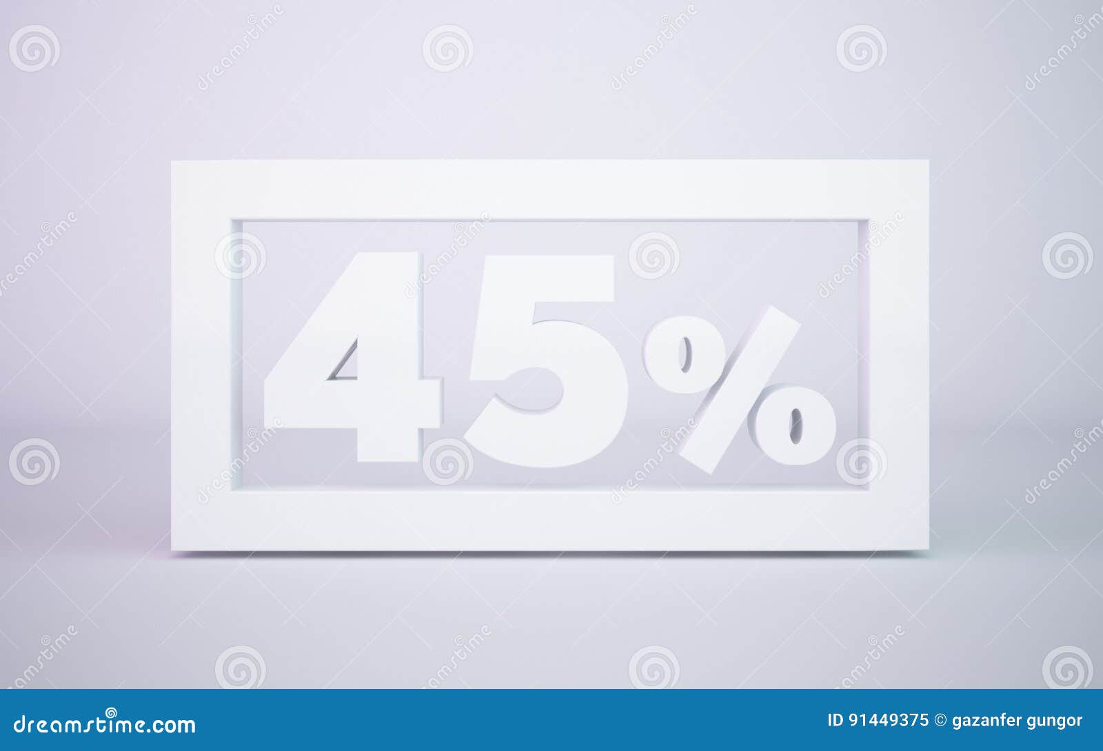 3D Rendering White 45 Percentage Isolated White Background Stock Illustration - Illustration of ...