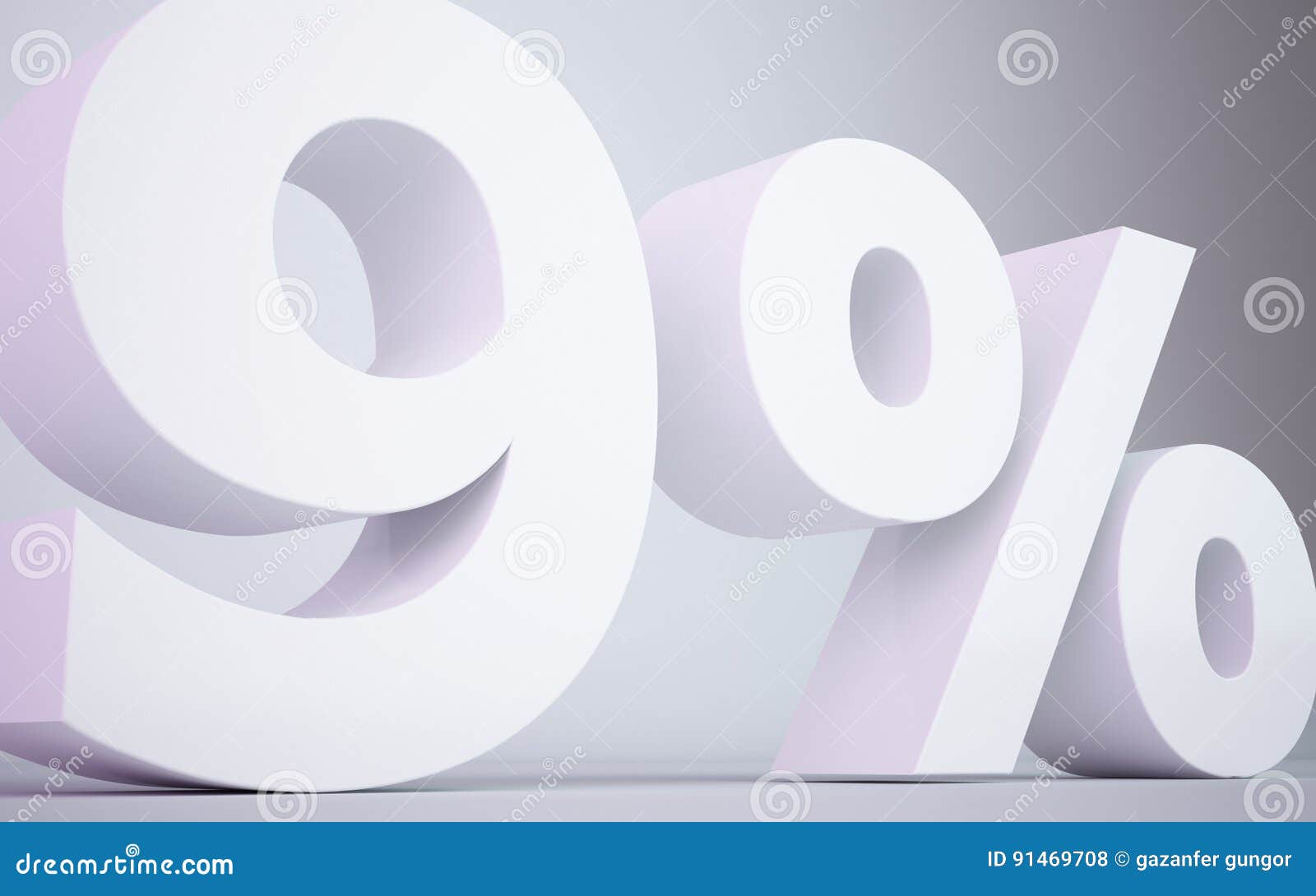 3D Rendering White 9 Percentage Isolated White Background Stock ...