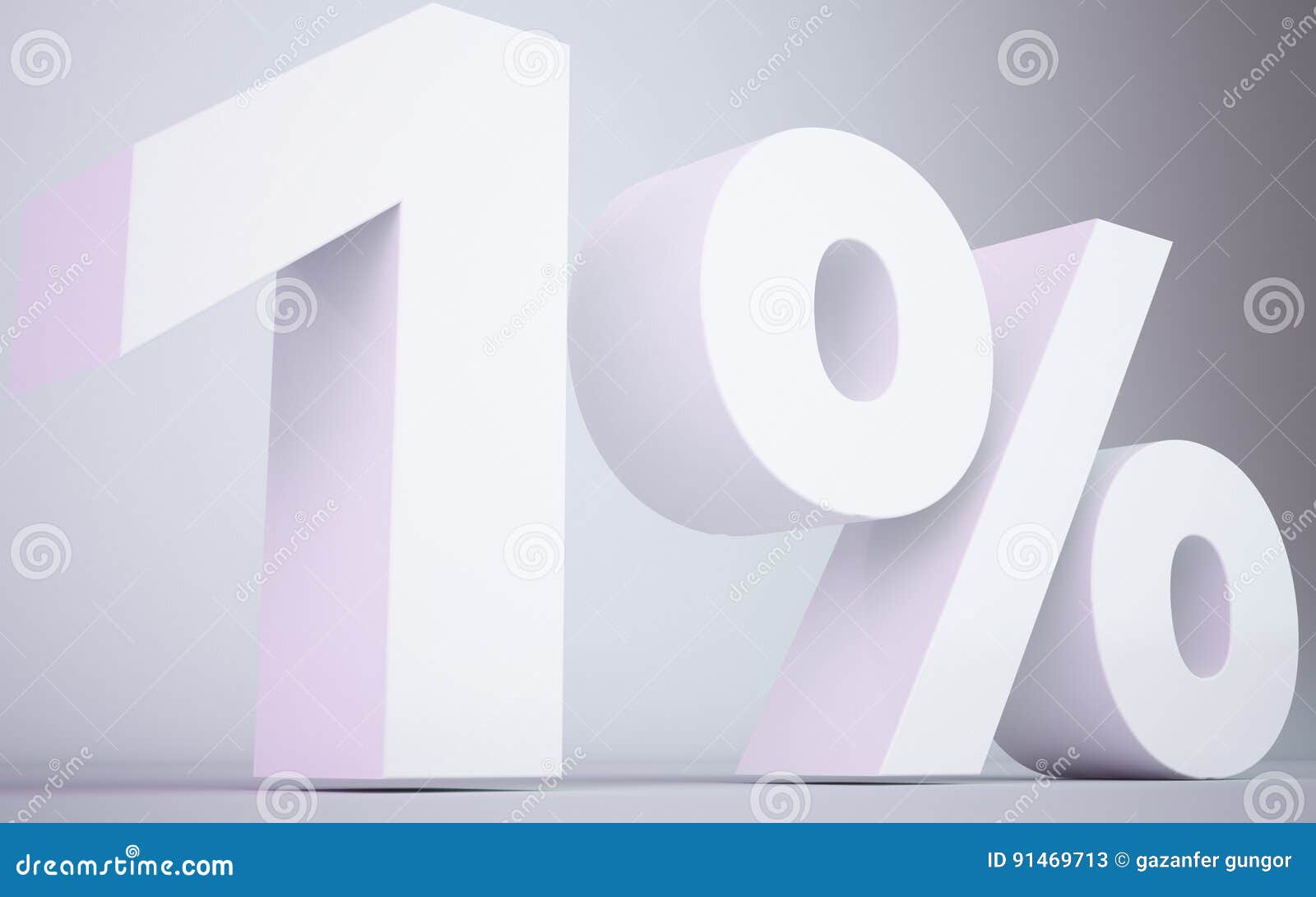 3D Rendering White 1 Percentage Isolated White Background Stock ...