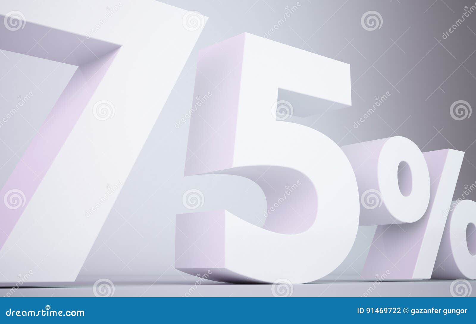 3D Rendering White 75 Percentage Isolated White Background Stock ...