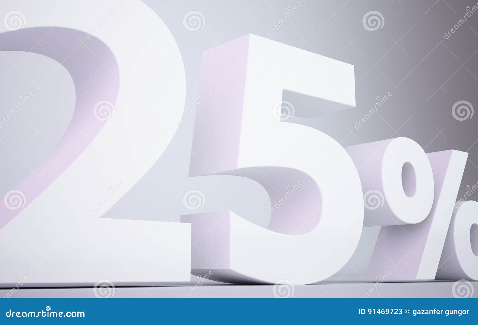 3D Rendering White 25 Percentage Isolated White Background Stock ...