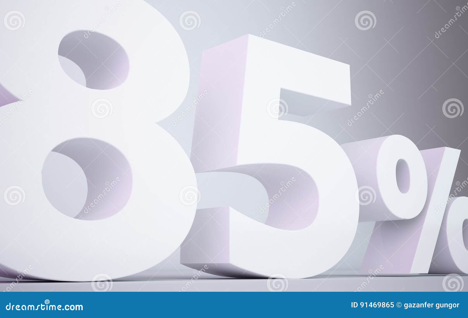 3D Rendering White 85 Percentage Isolated White Background Stock ...
