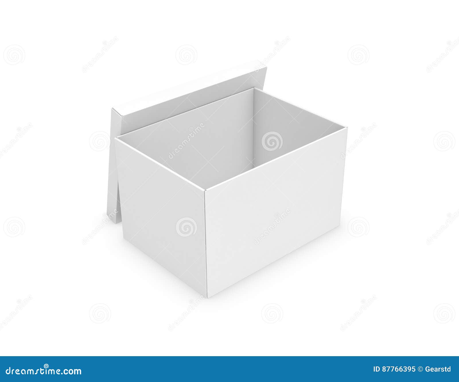 3d Rendering of a White Rectangle Box with a Lid Leaning on Its Side on ...