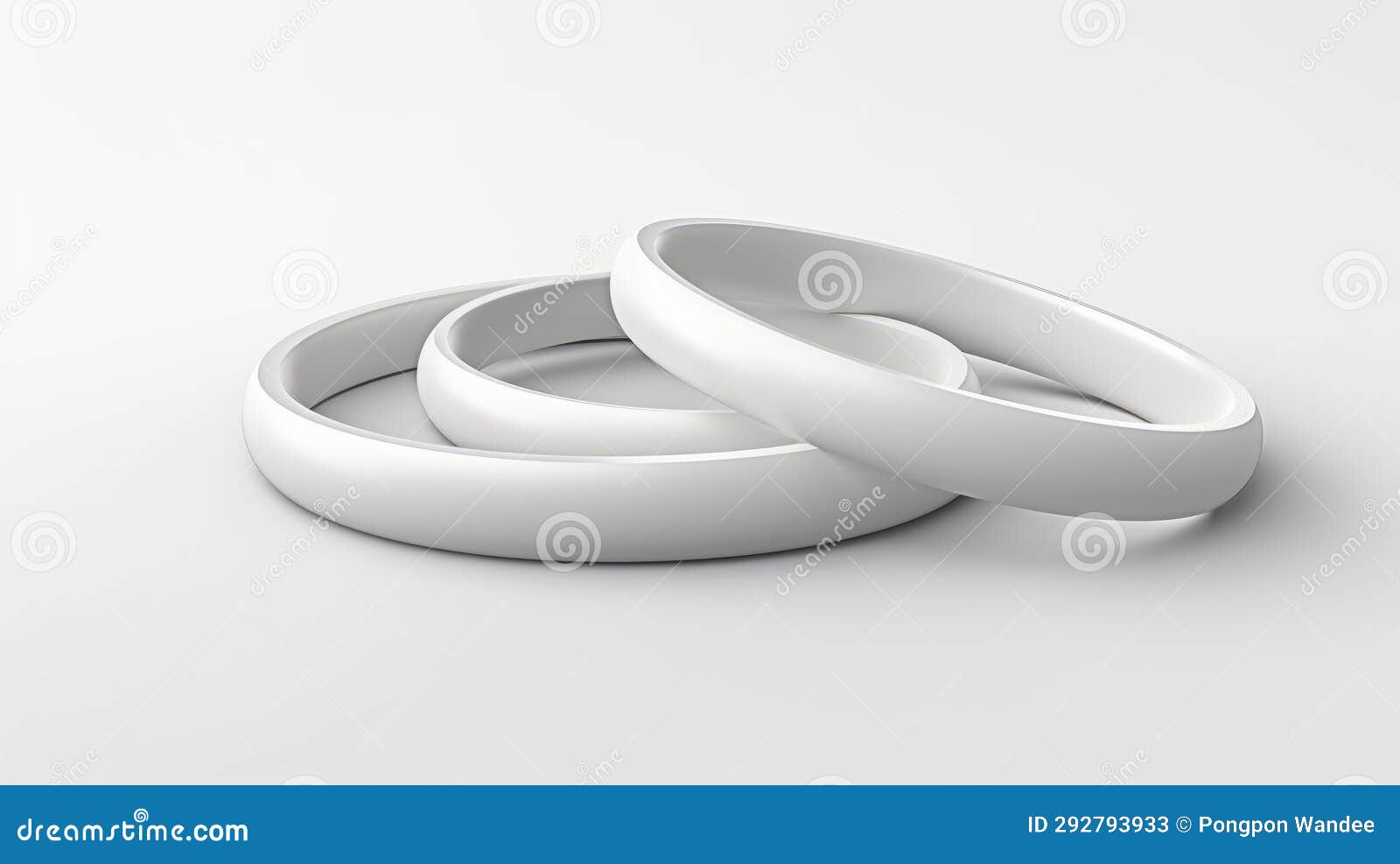 A 3D Rendering of White Rings Intertwined with Each Other, Resting on a ...
