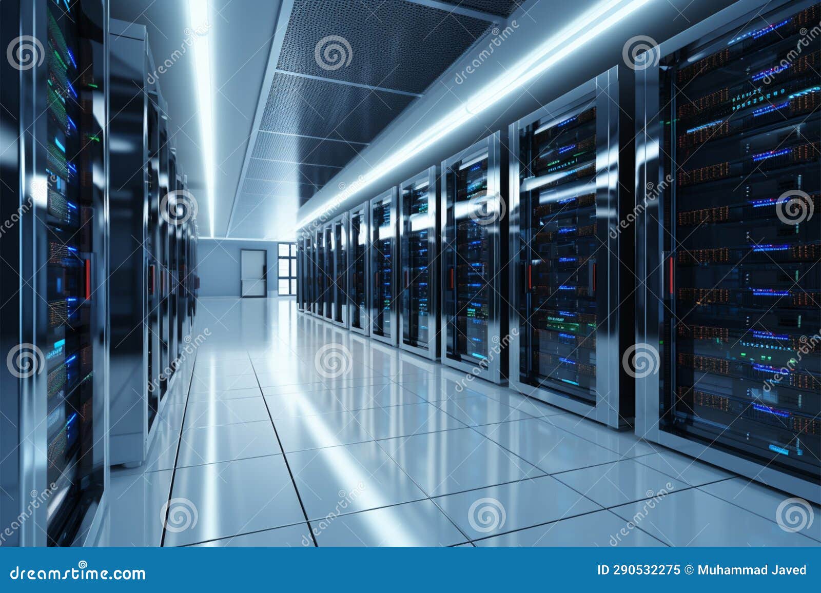 3D Rendering of a White Server Room with Computer Storage Systems Stock ...