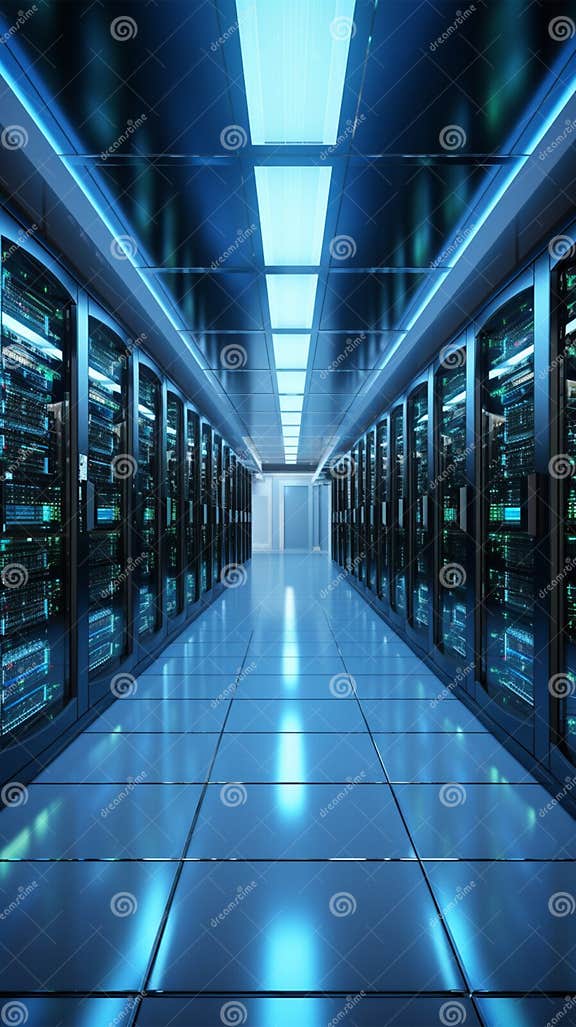 3D Rendering of a White Server Room with Computer Storage Systems Stock ...
