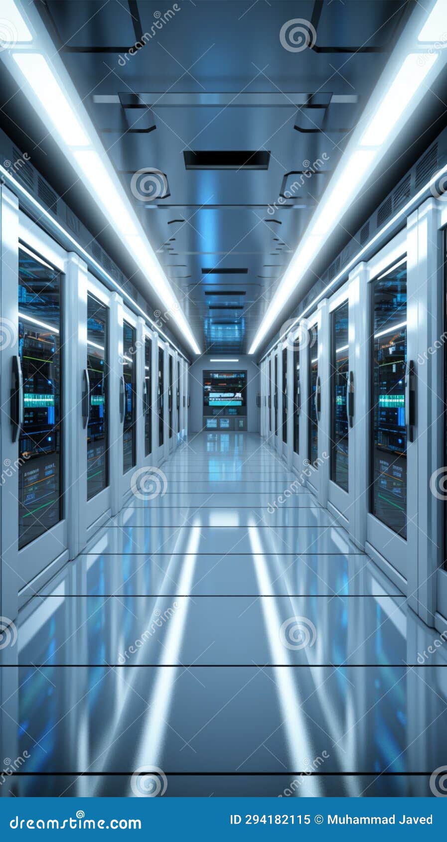 3D Rendering of a White Server Room with Computer Storage Systems Stock ...