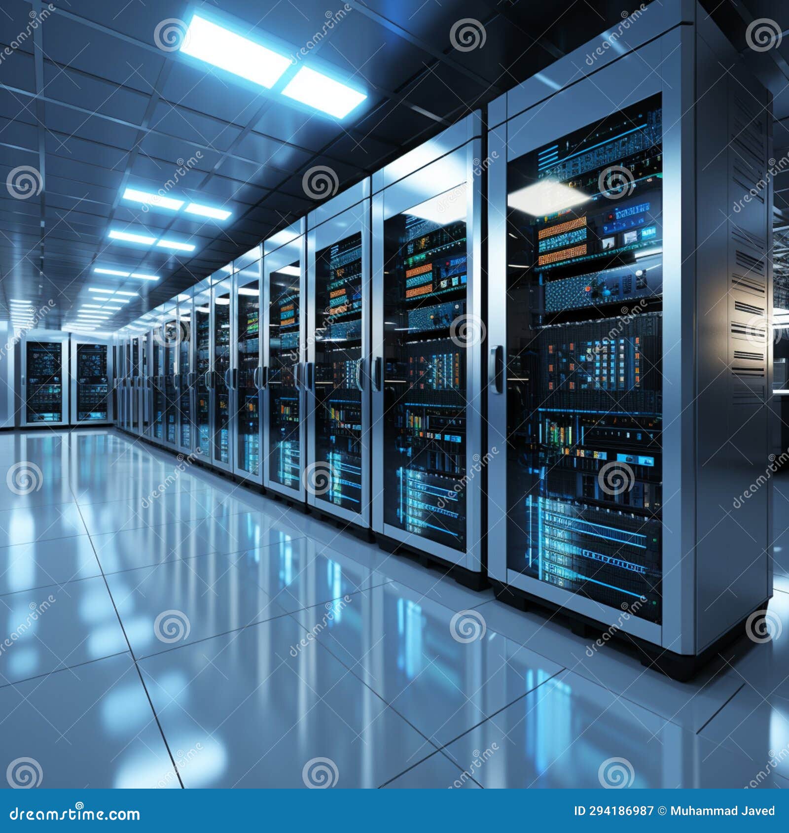 3D Rendering of a White Server Room with Computer Storage Systems Stock ...