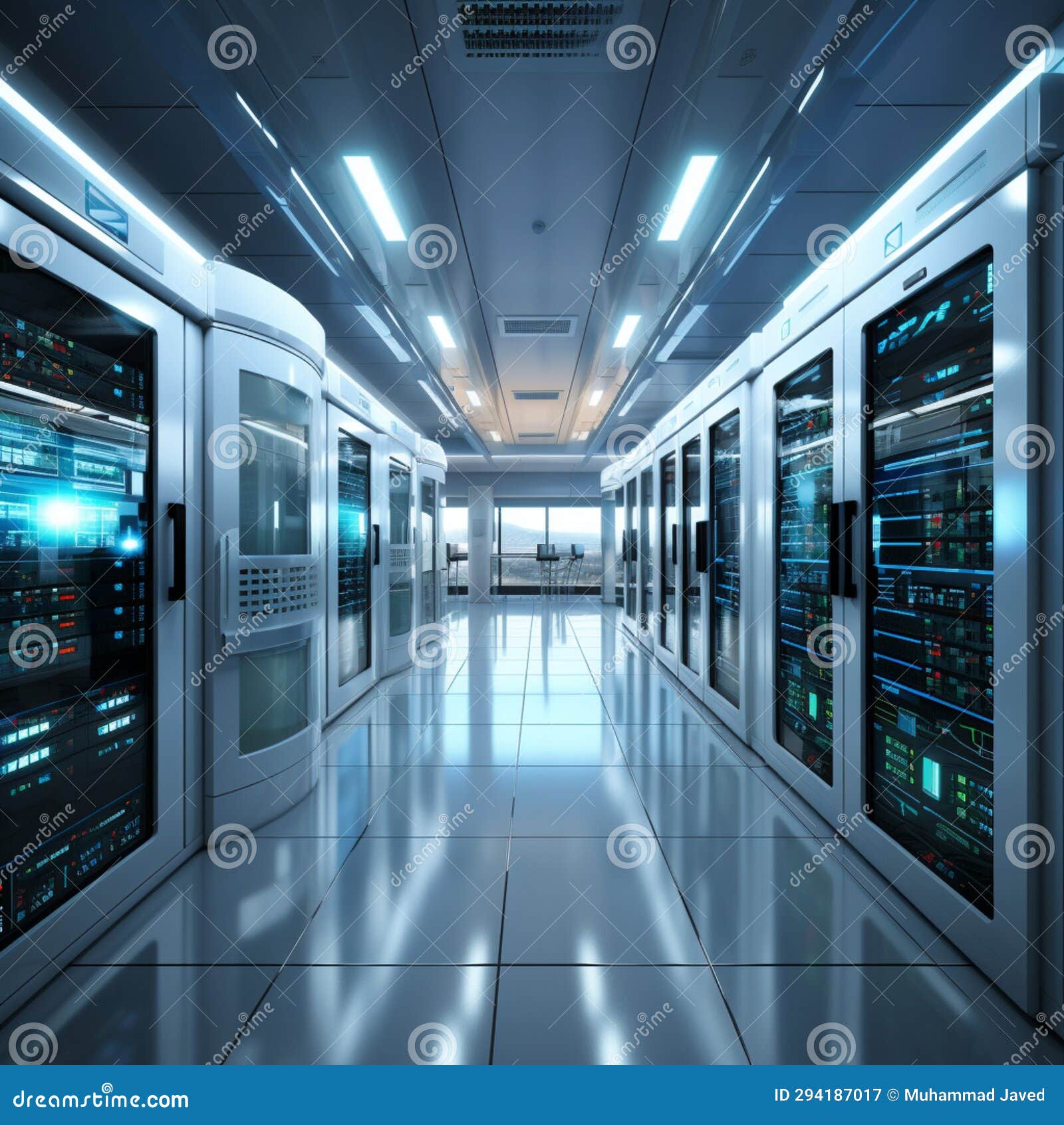 3D Rendering of a White Server Room with Computer Storage Systems Stock ...