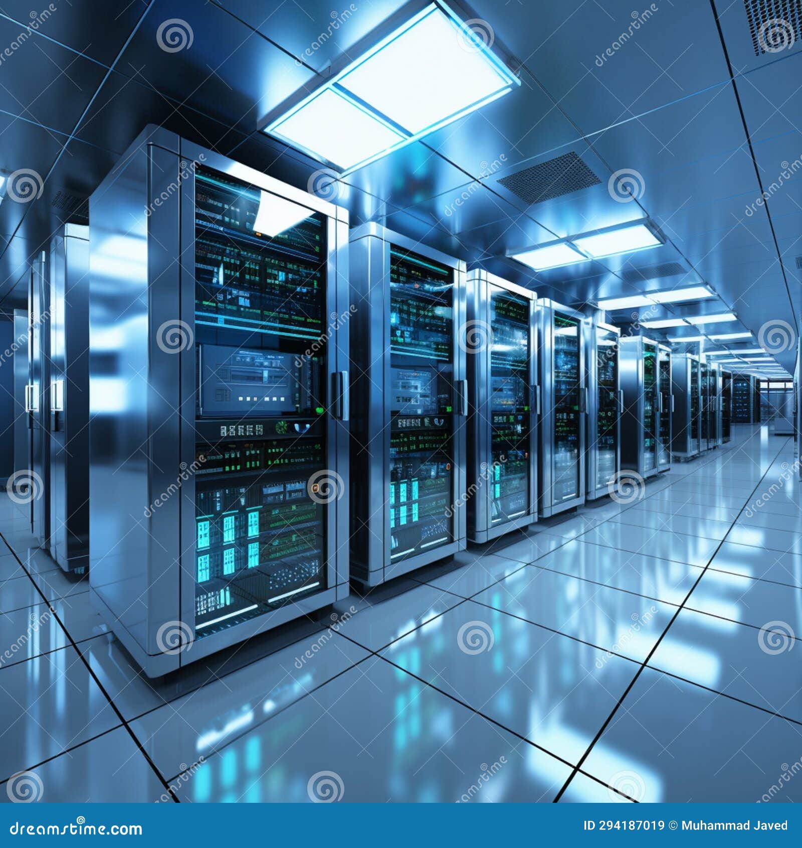 3D Rendering of a White Server Room with Computer Storage Systems Stock ...
