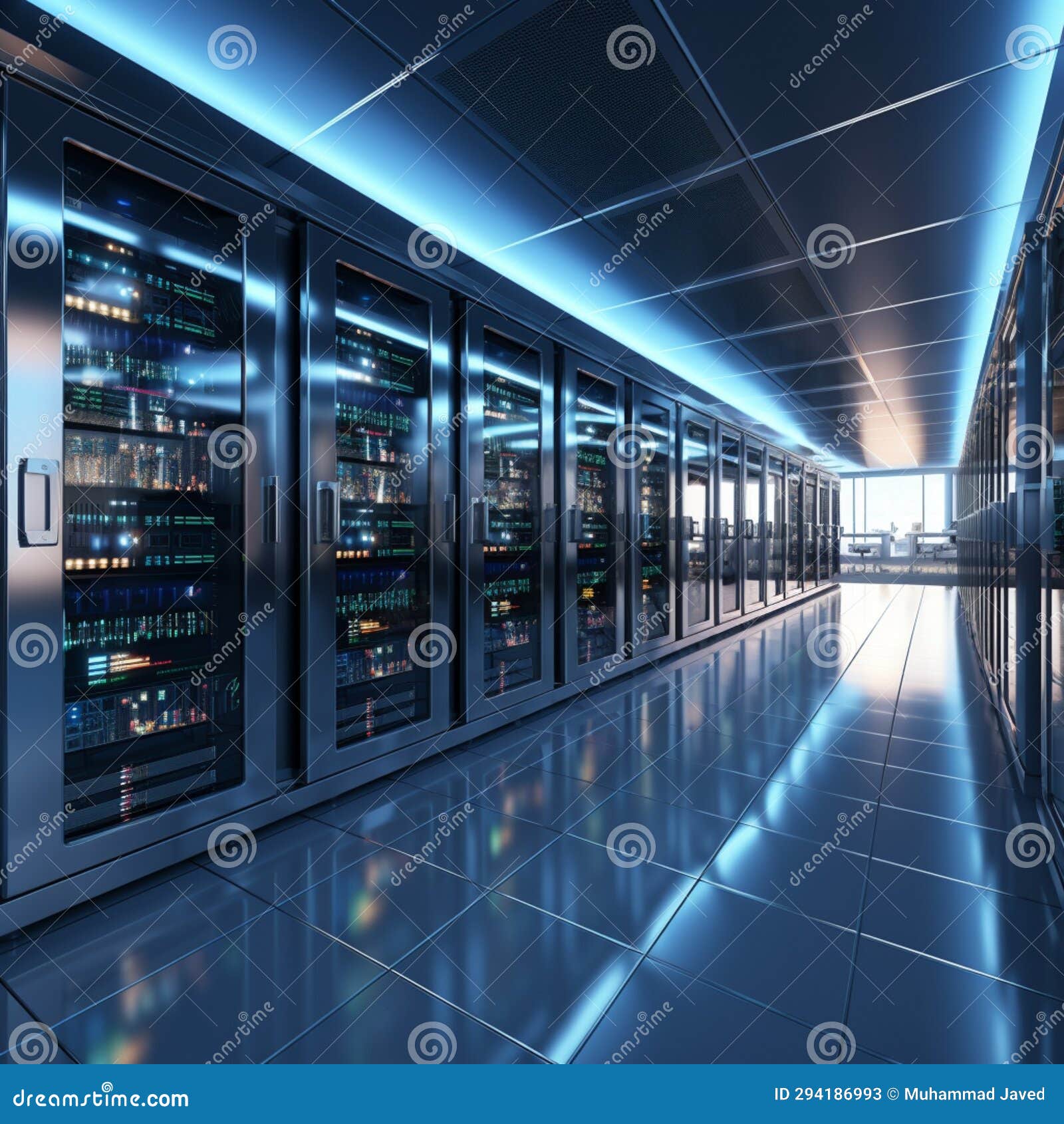 3D Rendering of a White Server Room with Computer Storage Systems Stock ...