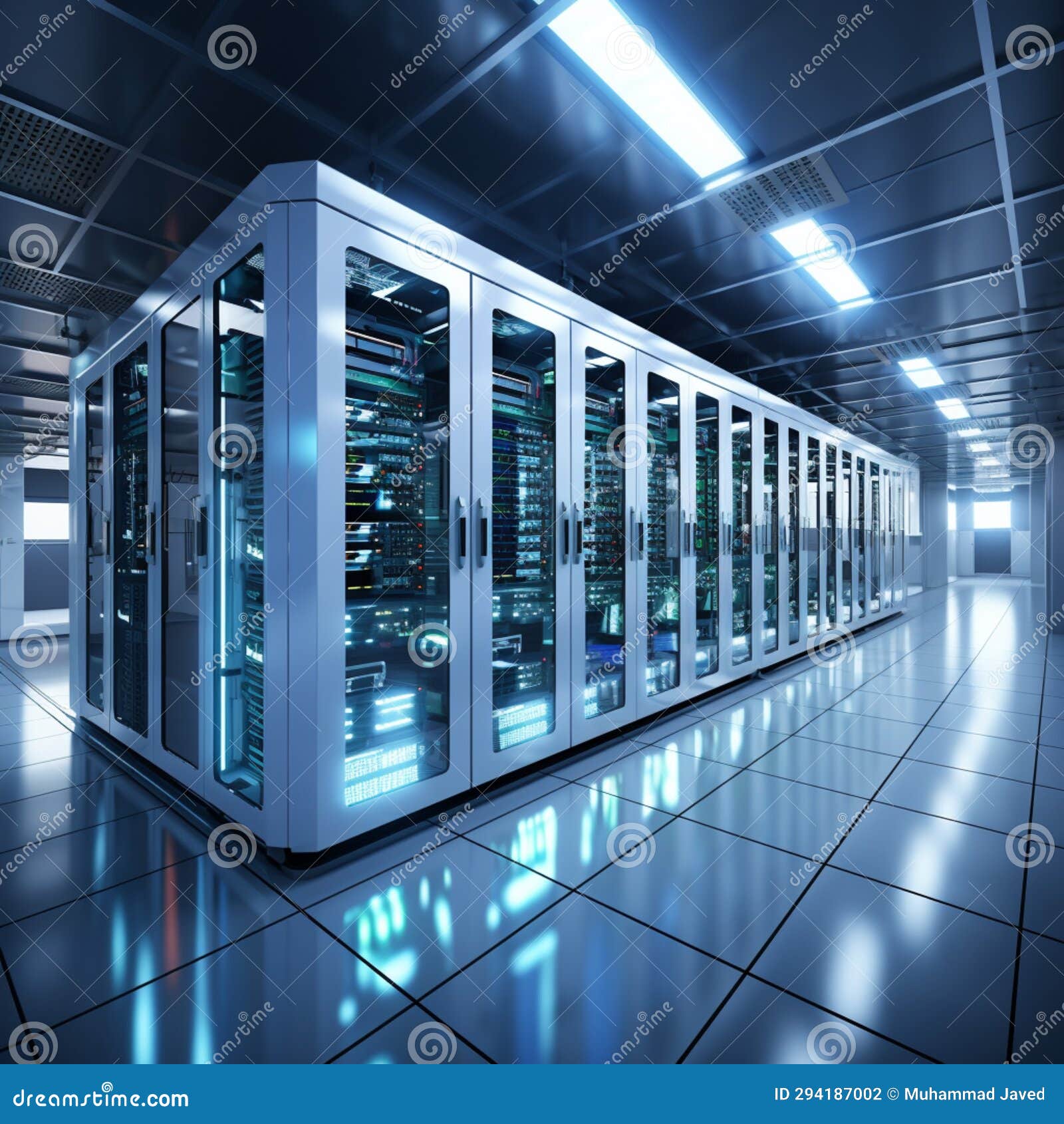 3D Rendering of a White Server Room with Computer Storage Systems Stock ...