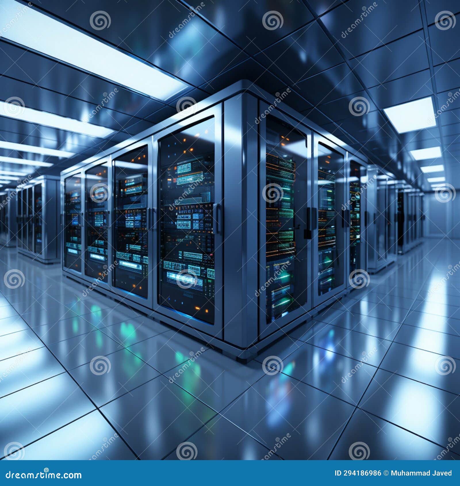 3D Rendering of a White Server Room with Computer Storage Systems Stock ...