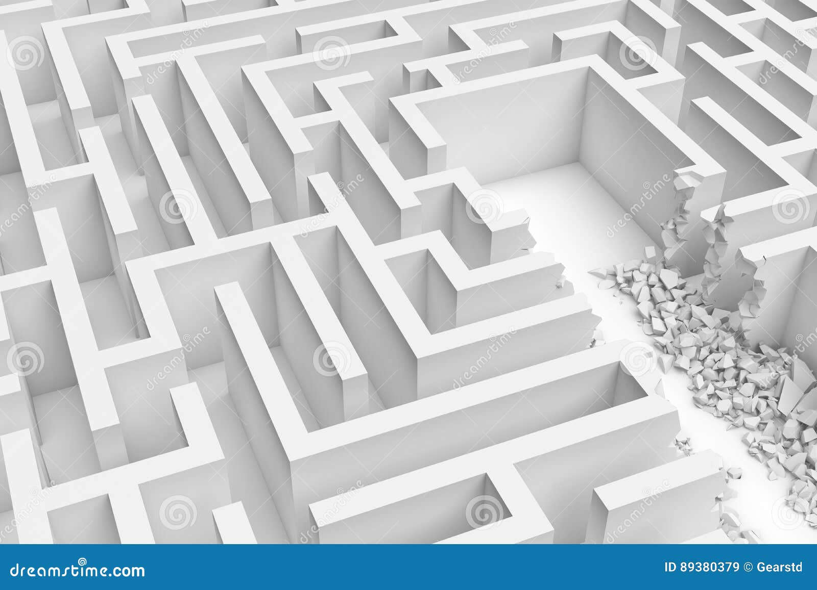 3d Rendering of a White Square Maze with a Direct Route Cut Right To ...