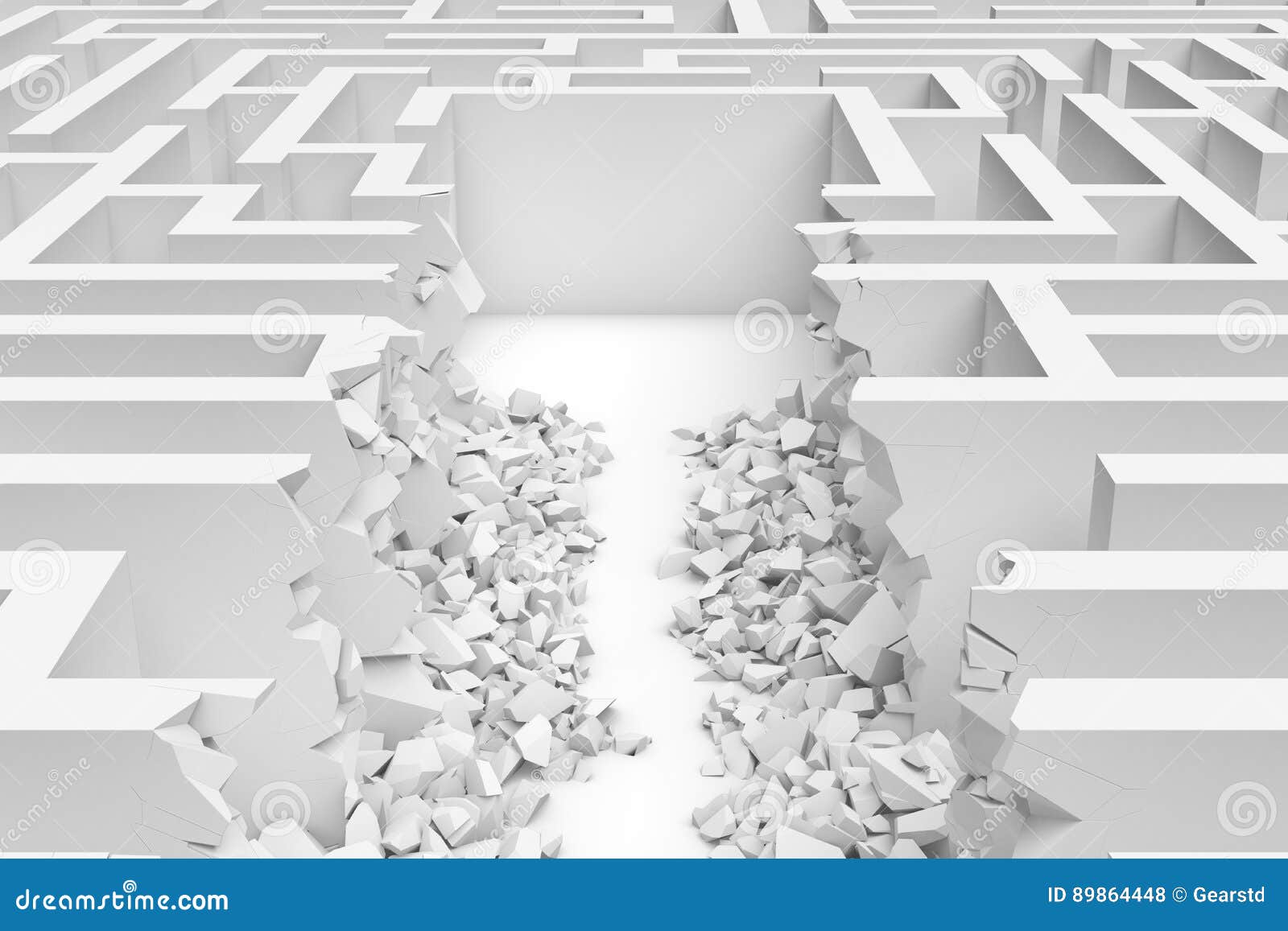 3d Rendering of a White Square Maze with a Direct Route Cut Right To ...