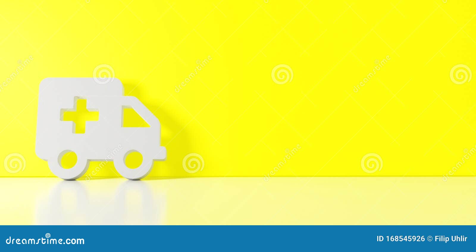 3D Rendering of White Symbol of Ambulance Icon Leaning on Color Wall ...