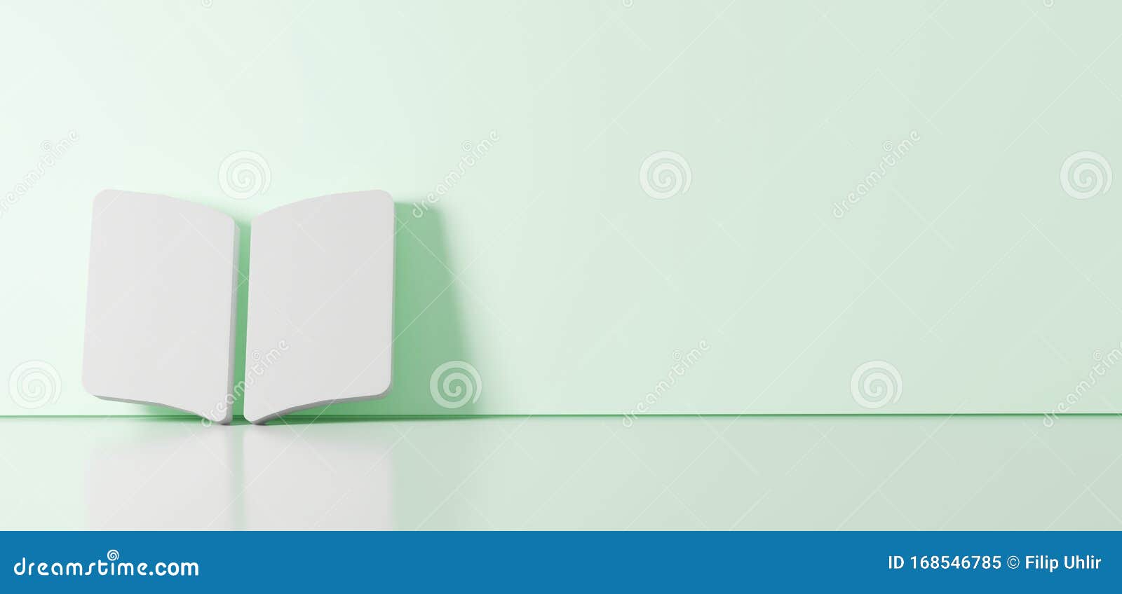 3D Rendering of White Symbol of Book Open Icon Leaning on Color Wall ...