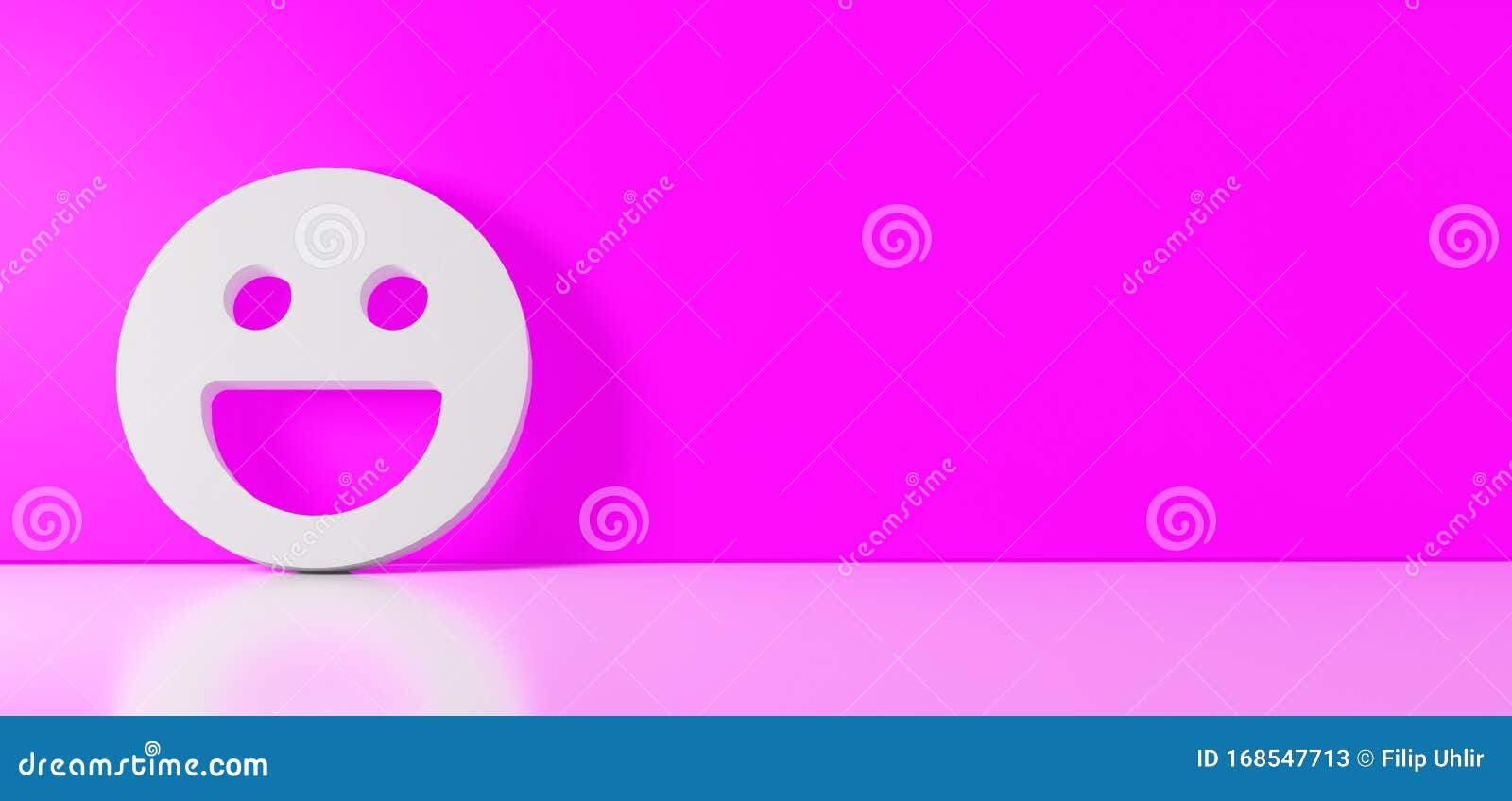 3D Rendering of White Symbol of Emoticons Joyful Icon Leaning on Color ...