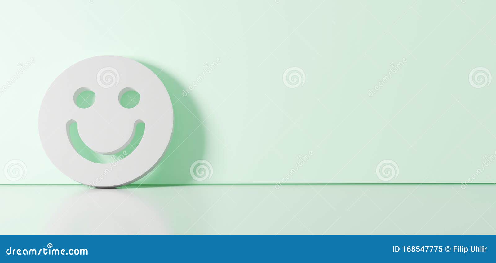 3D Rendering of White Symbol of Emoticons Smile Icon Leaning on Color ...