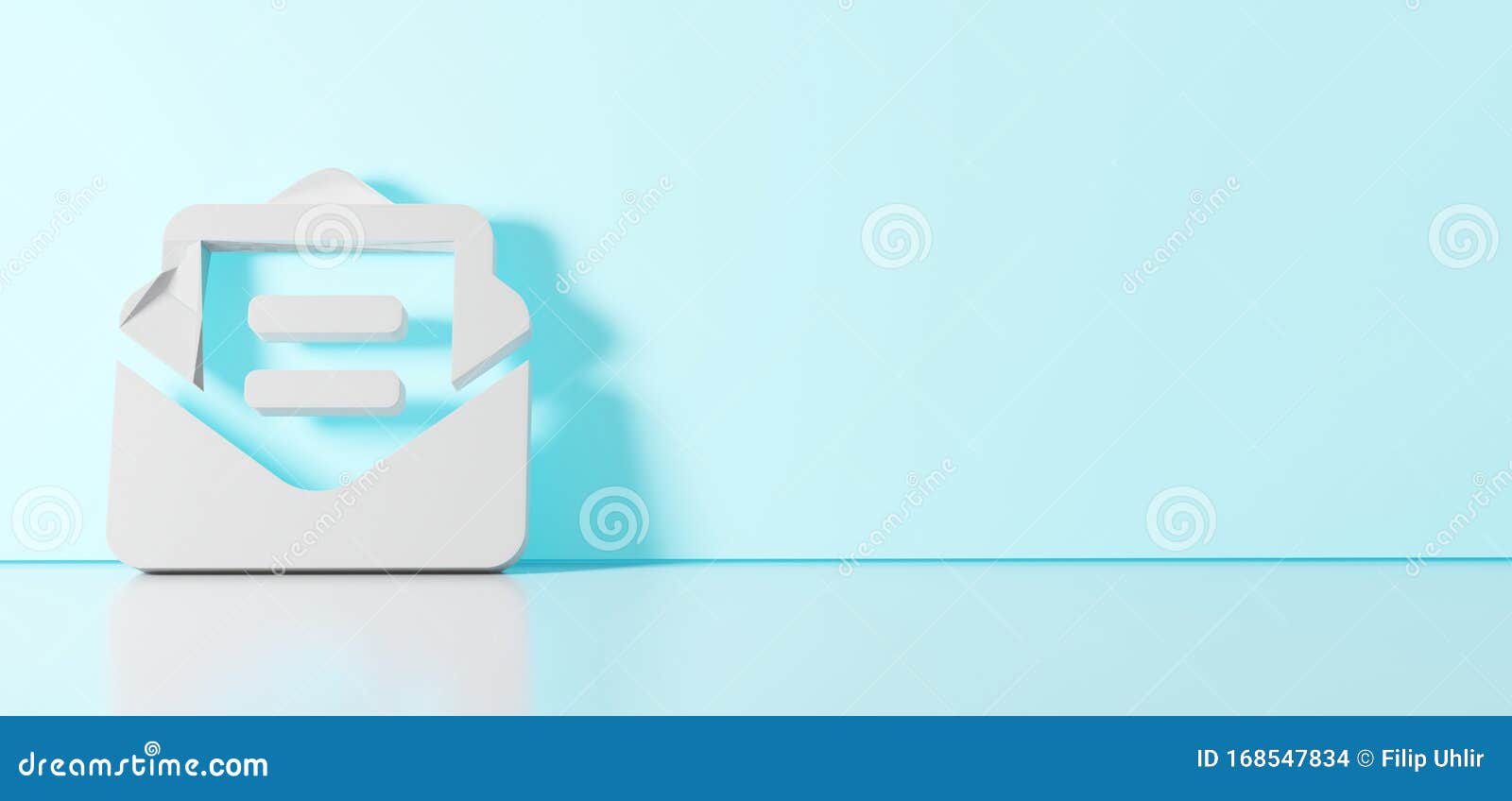 3D Rendering of White Symbol of Envelope Open Text Icon Leaning on ...