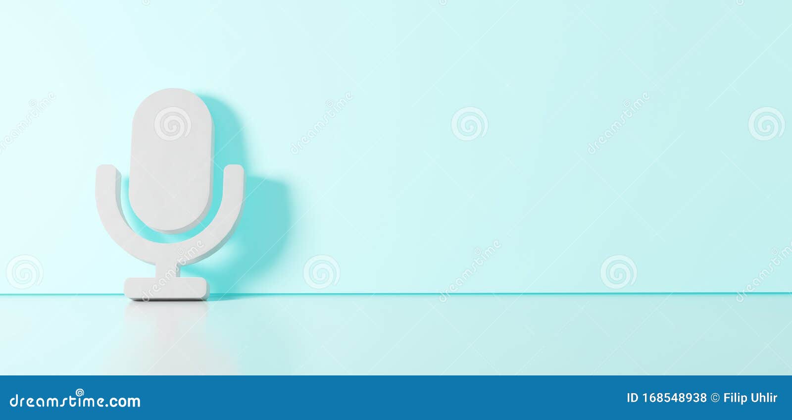 3D Rendering of White Symbol of Microphone Icon Leaning on Color Wall ...