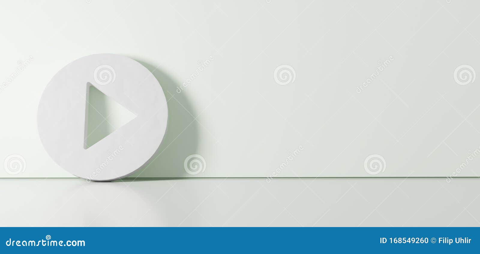 3D Rendering of White Symbol of Play Button Icon Leaning on Color Wall ...