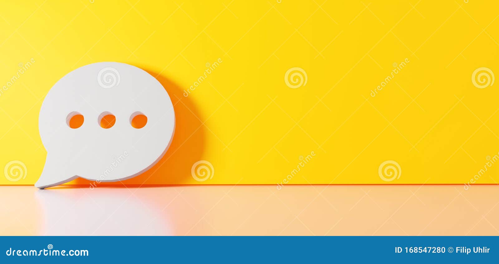 3D Rendering of White Symbol of Rounded Chat Bubble Icon Leaning on ...