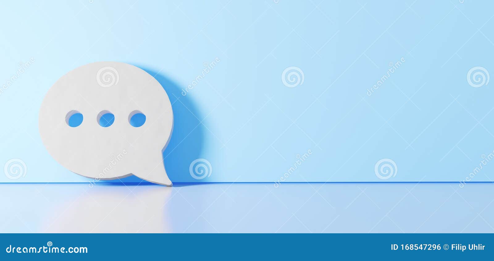 3D Rendering of White Symbol of Rounded Chat Bubble Icon Leaning on ...