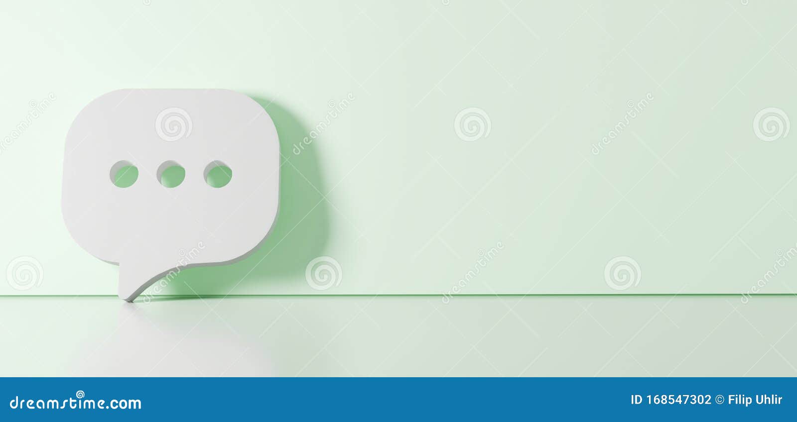 3D Rendering of White Symbol of Rounded Chat Bubble Icon Leaning on ...