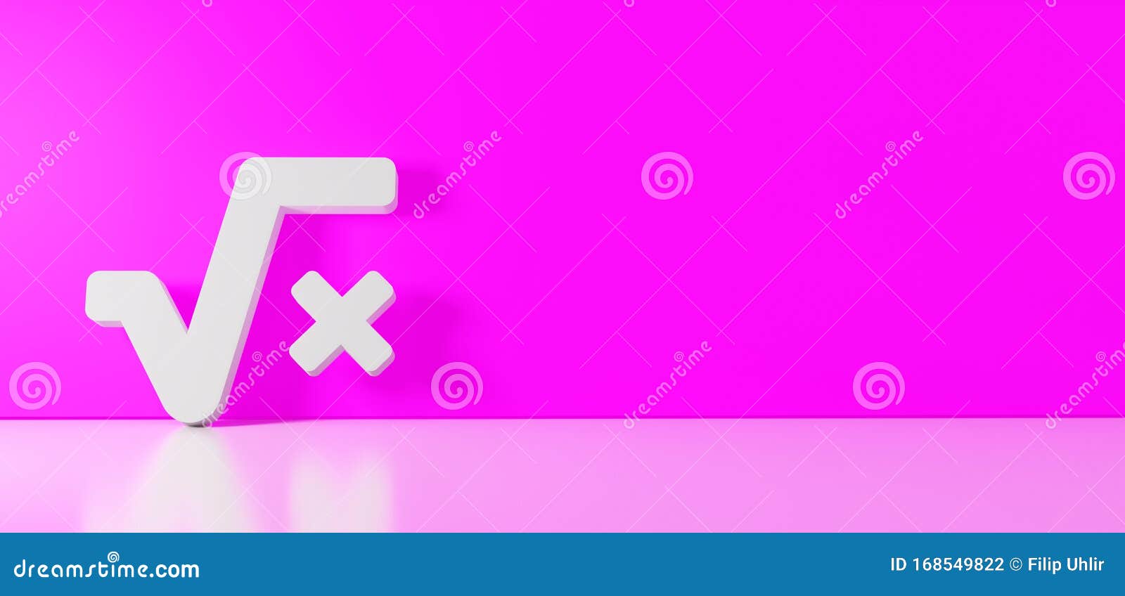 3D Rendering of White Symbol of Square Root Icon Leaning on Color Wall ...