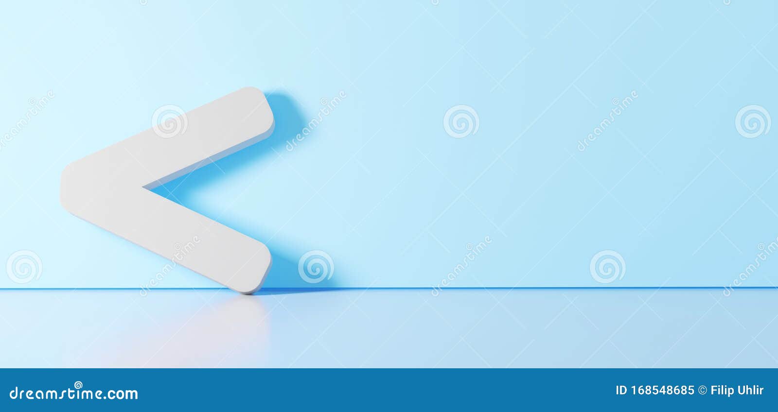 3D Rendering of White Symbol of less Than Icon Leaning on Color Wall ...