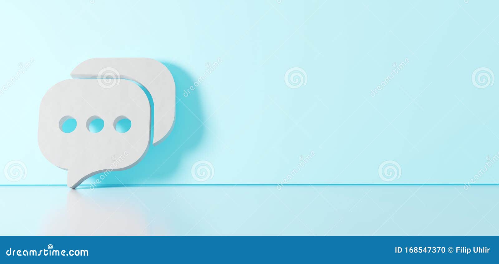 3D Rendering of White Symbol of Two Rounded Chat Bubble Icon Leaning on ...