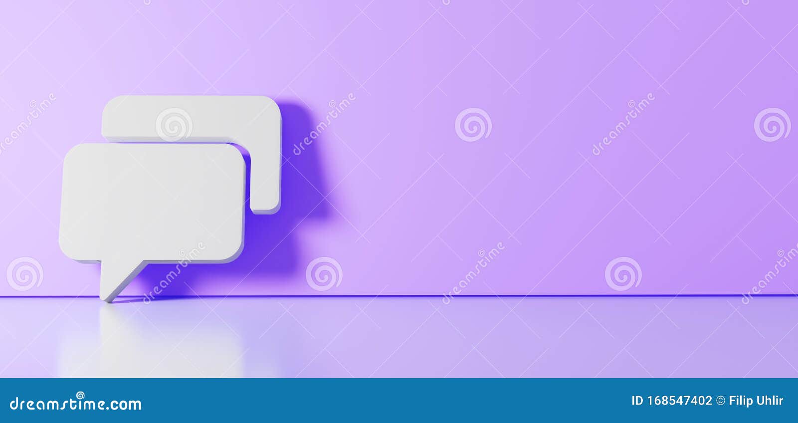 3D Rendering of White Symbol of Two Rectangular Rounded Chat Bubbles ...